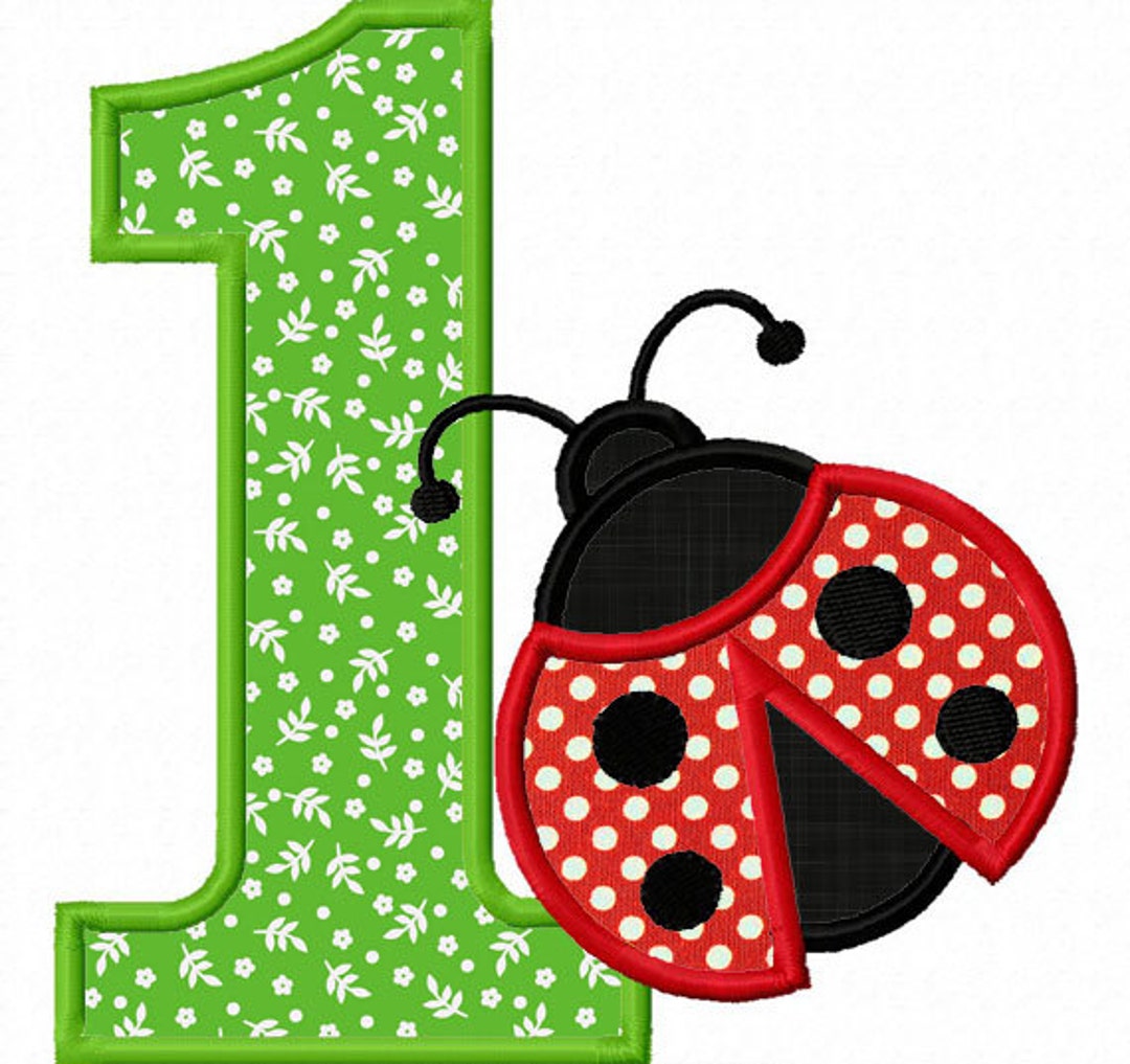 Ladybug Number 1,ladybug Applique,first Birthday Applique,embroidery ...