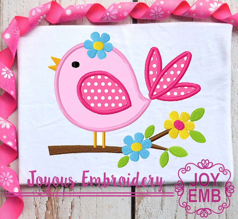 Bird Applique Machine Embroidery DesignFlower appliqueSpring | Etsy