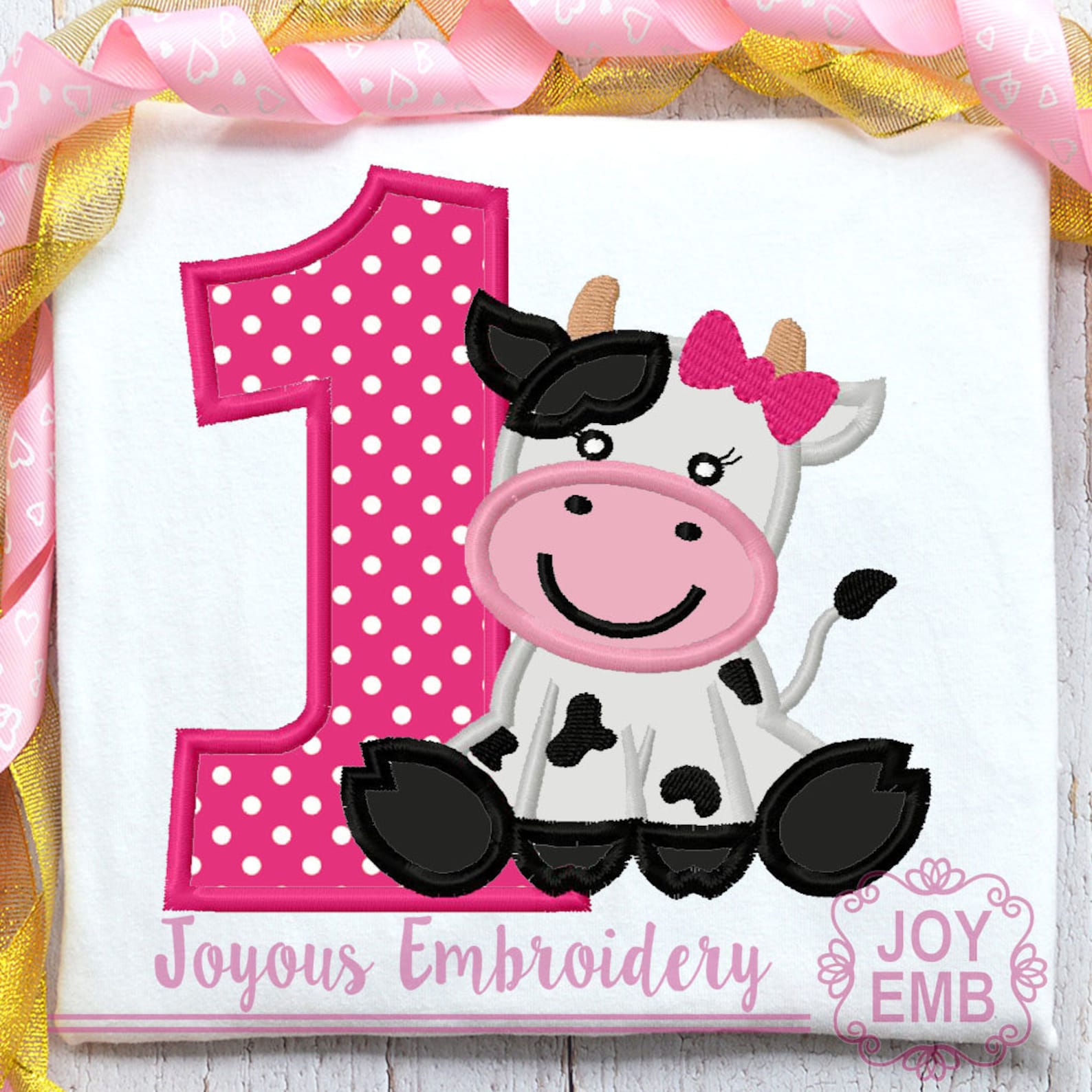 Baby Cow Embroidery Design,first Birthday Embroidery,holy Cow One ...