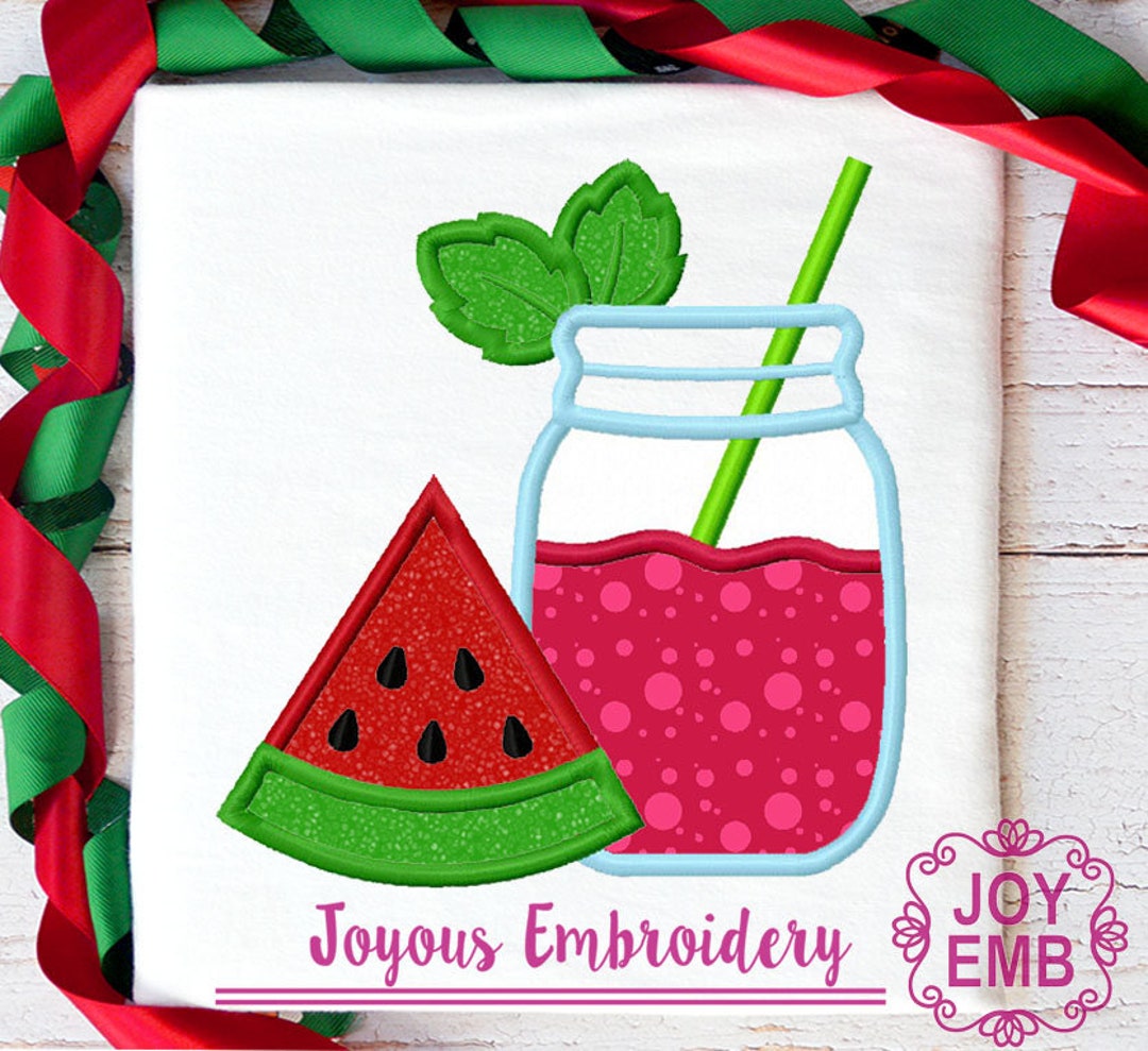 Watermelon Jar Applique Embroidery Design, Sweet Summer Time Machine ...