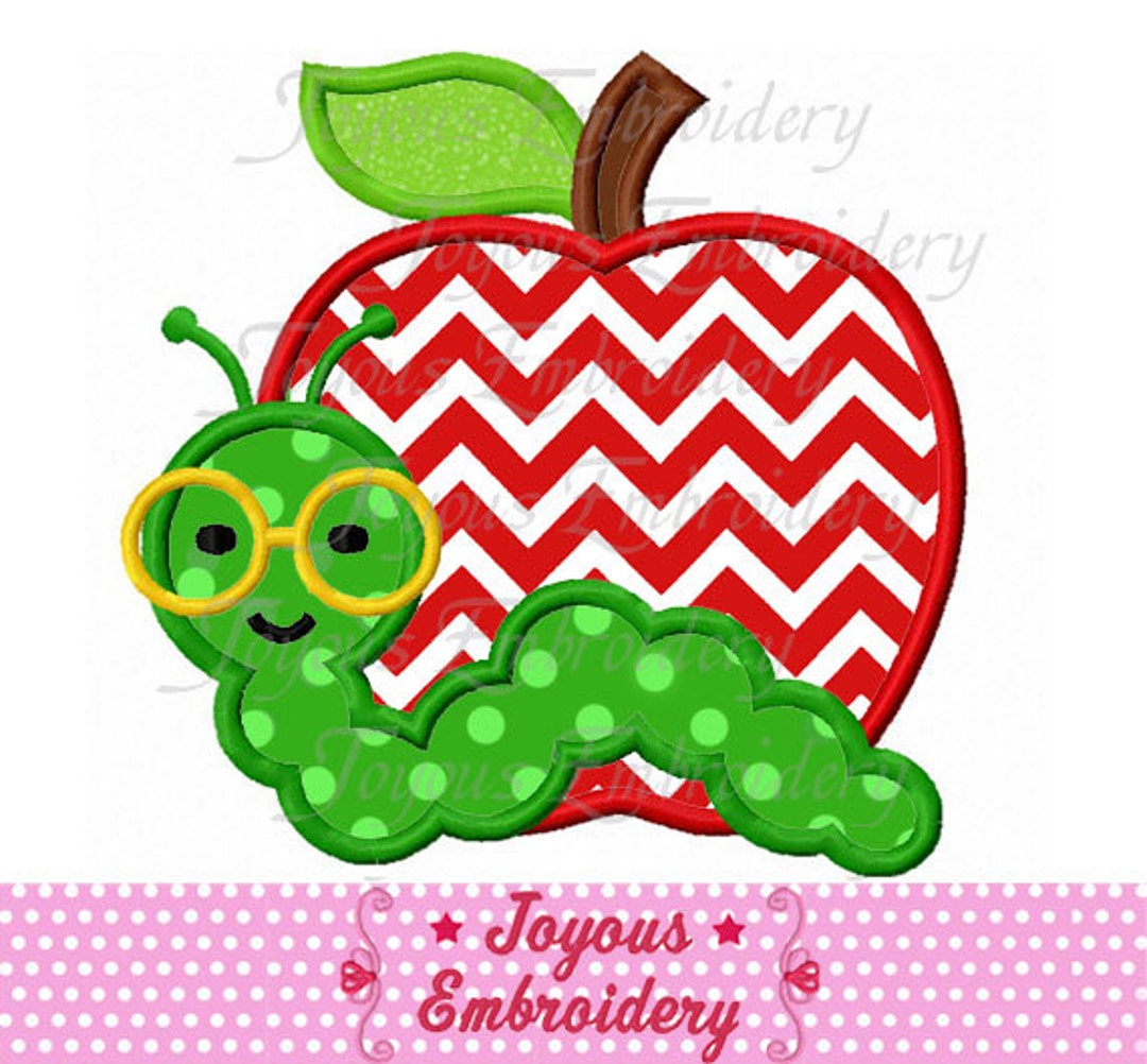 Instant Download Back to School Apple With Worm Applique Machine ...