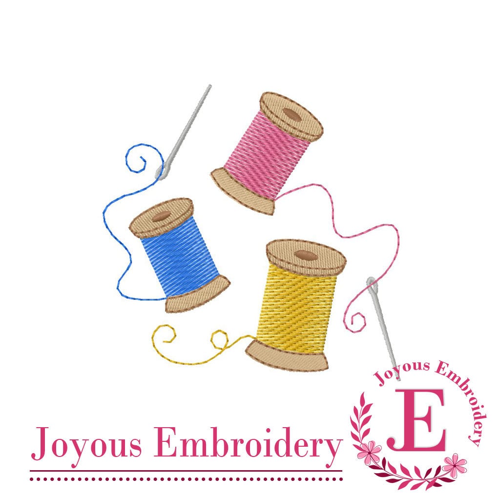 Threads Embroidery Design,spool of Thread Embroidery,sewing Needle ...