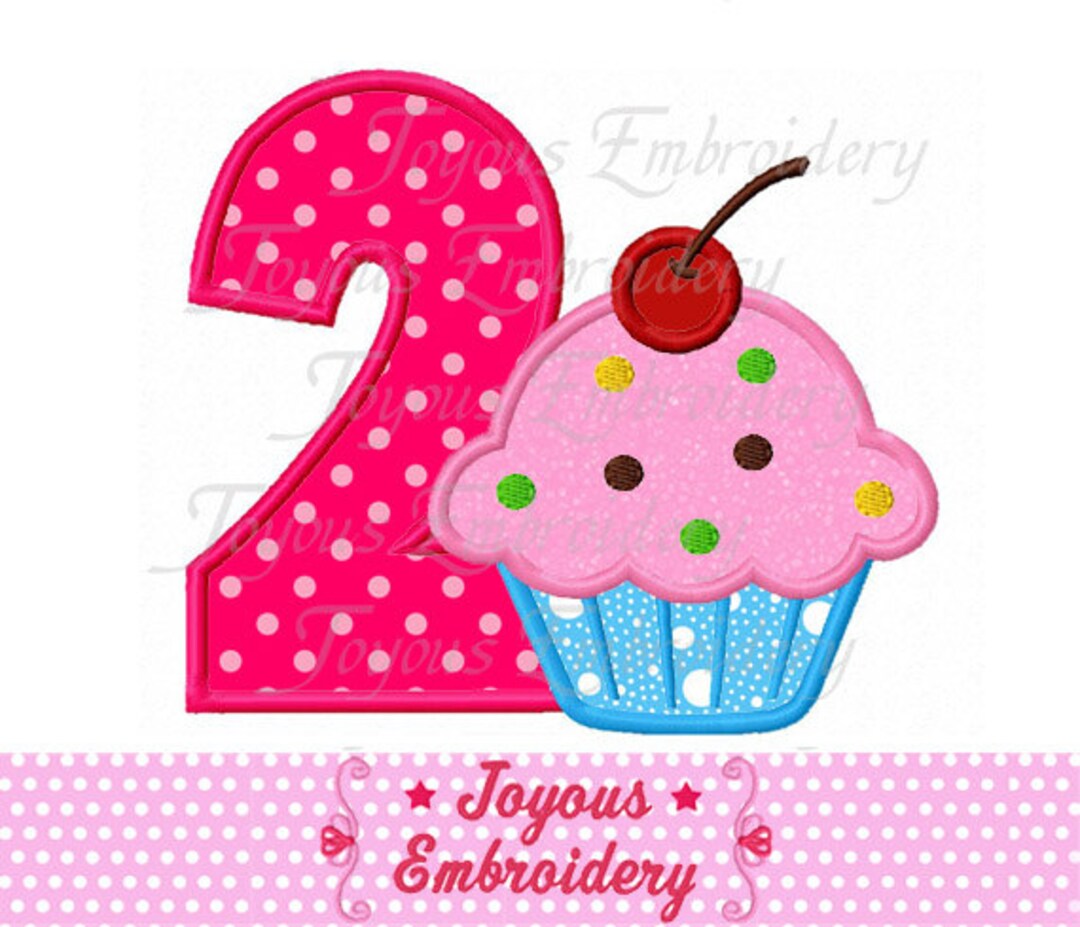Instant Download Cupcake Number 2 Applique Machine Embroidery Design NO ...