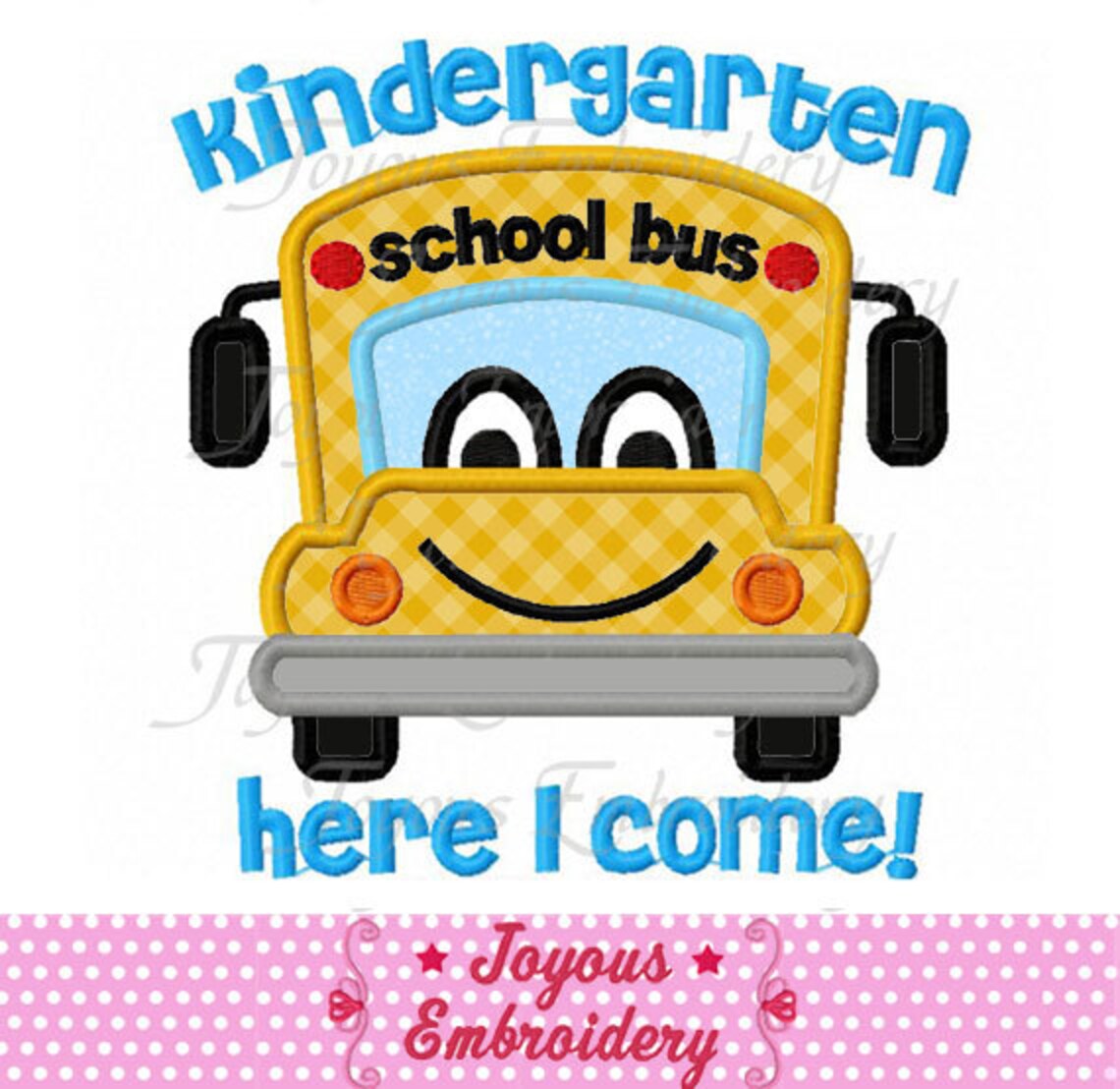 Instant Download Kindergarten Here I Come School Bus Applique | Etsy