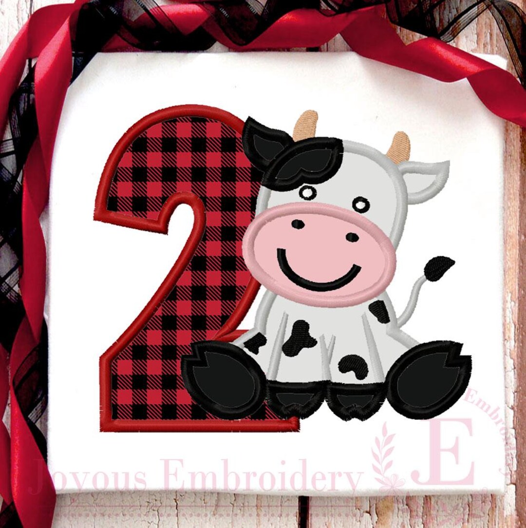 Cow Number 2 Applique Embroidery Design – Farm Animal Birthday Machine ...