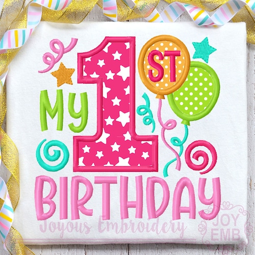 My 1st Birthday Applique Digital Machine Embroidery Design 4 - Etsy