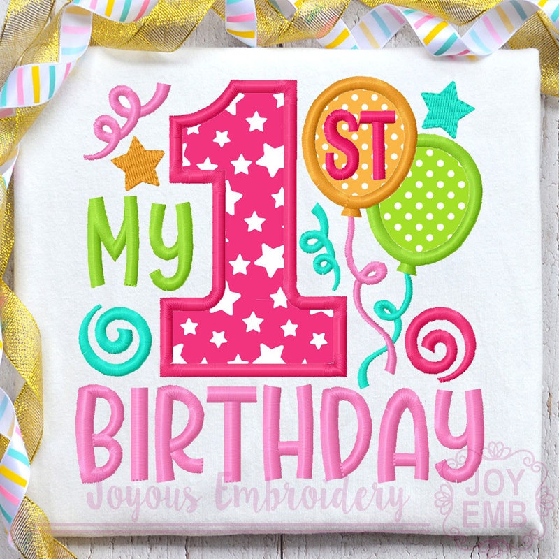1st Birthday Embroidery Design - Etsy