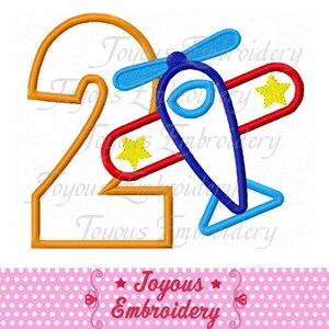 Instant Download Airplane Number 2 Applique Machine Embroidery Design ...
