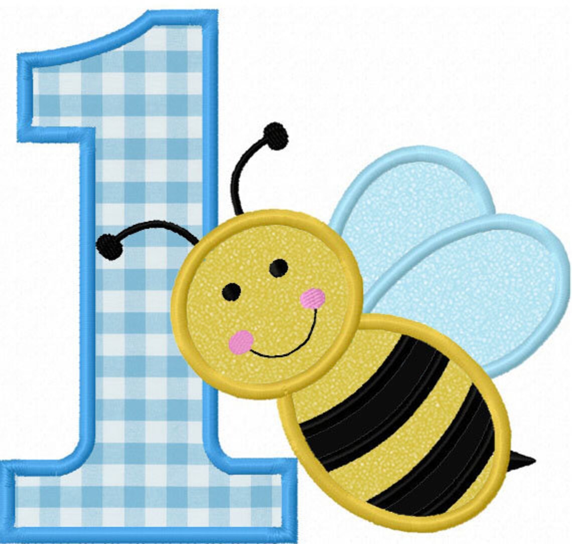 Bee Number 1 Applique Embroidery Design,first Birthday Machine ...
