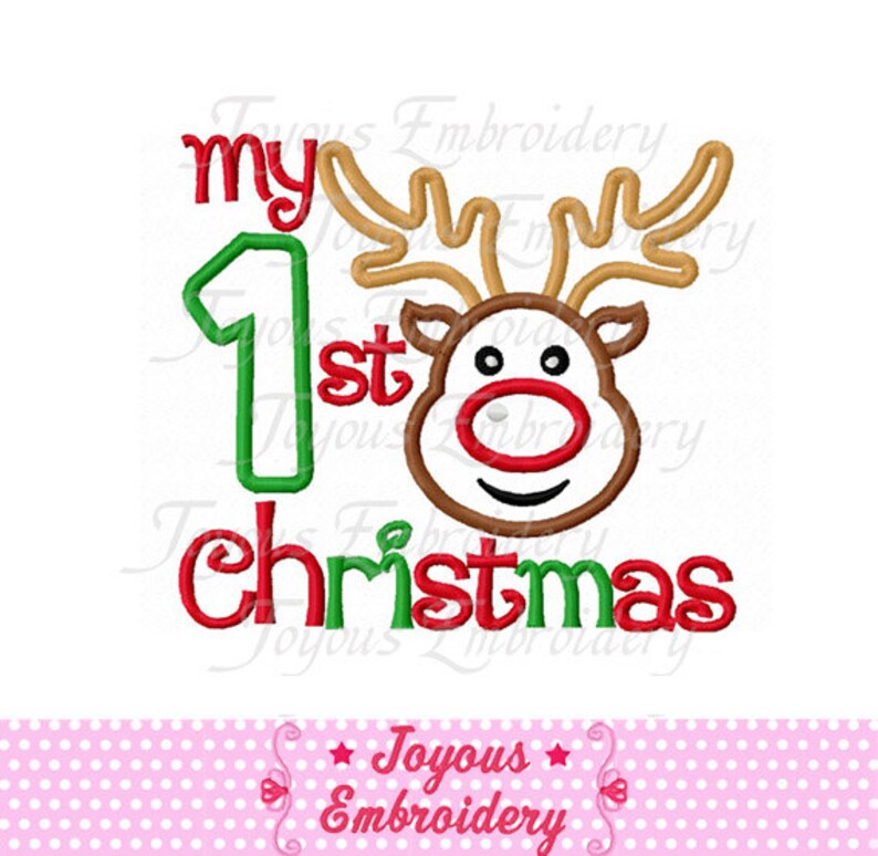 Instant Download My 1st Christmas With Reindeer Applique Embroidery ...