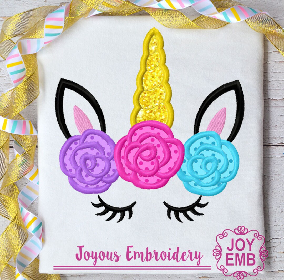 Flower Unicorn Machine Embroidery Design,birthday Girl Embroidery File ...