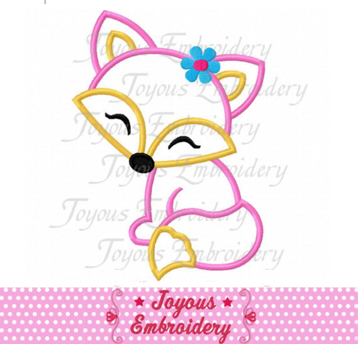 Fox Applique Machine Embroidery Designfox Embroiderygirl Fox - Etsy