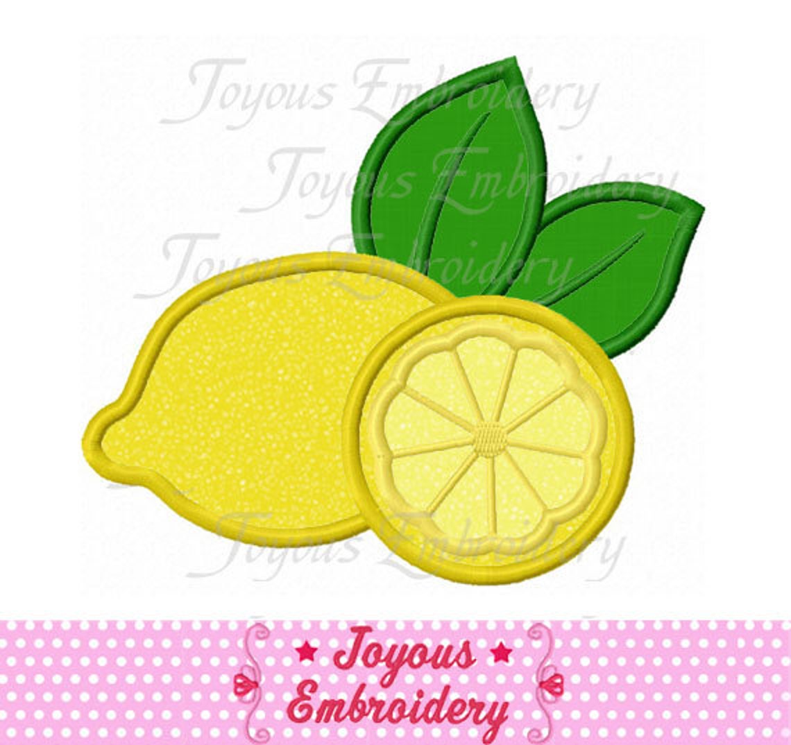 Lemon Applique Embroidery Designlemon Embroidery Designfruit - Etsy