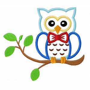 Boy Owl on Branch Applique Machine Embroidery Design,owl Applique,owl ...
