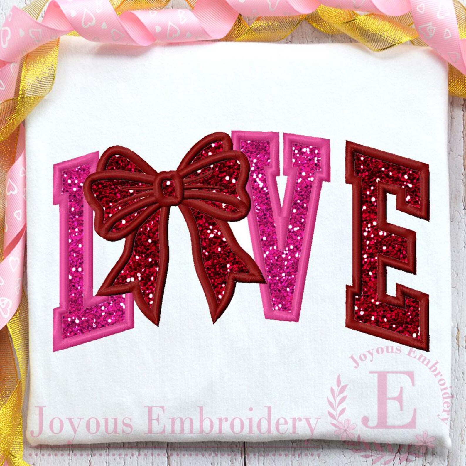LOVE Embroidery Design,valentine Machine Embroidery File,love Bow ...
