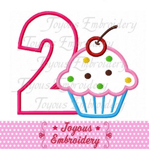 Instant Download Cupcake Number 2 Applique Machine Embroidery Design NO ...