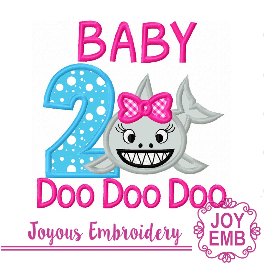 Instant Download Birthday Shark Applique Embroidery Design,girl Shark ...