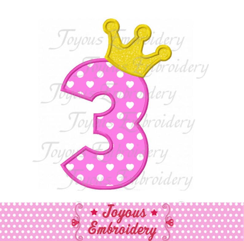 Corona de descarga inmediata con número 3 bordado apliques no | Etsy