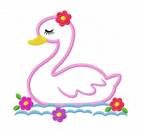 Instant Download Swan Applique Machine Embroidery Designgirls | Etsy