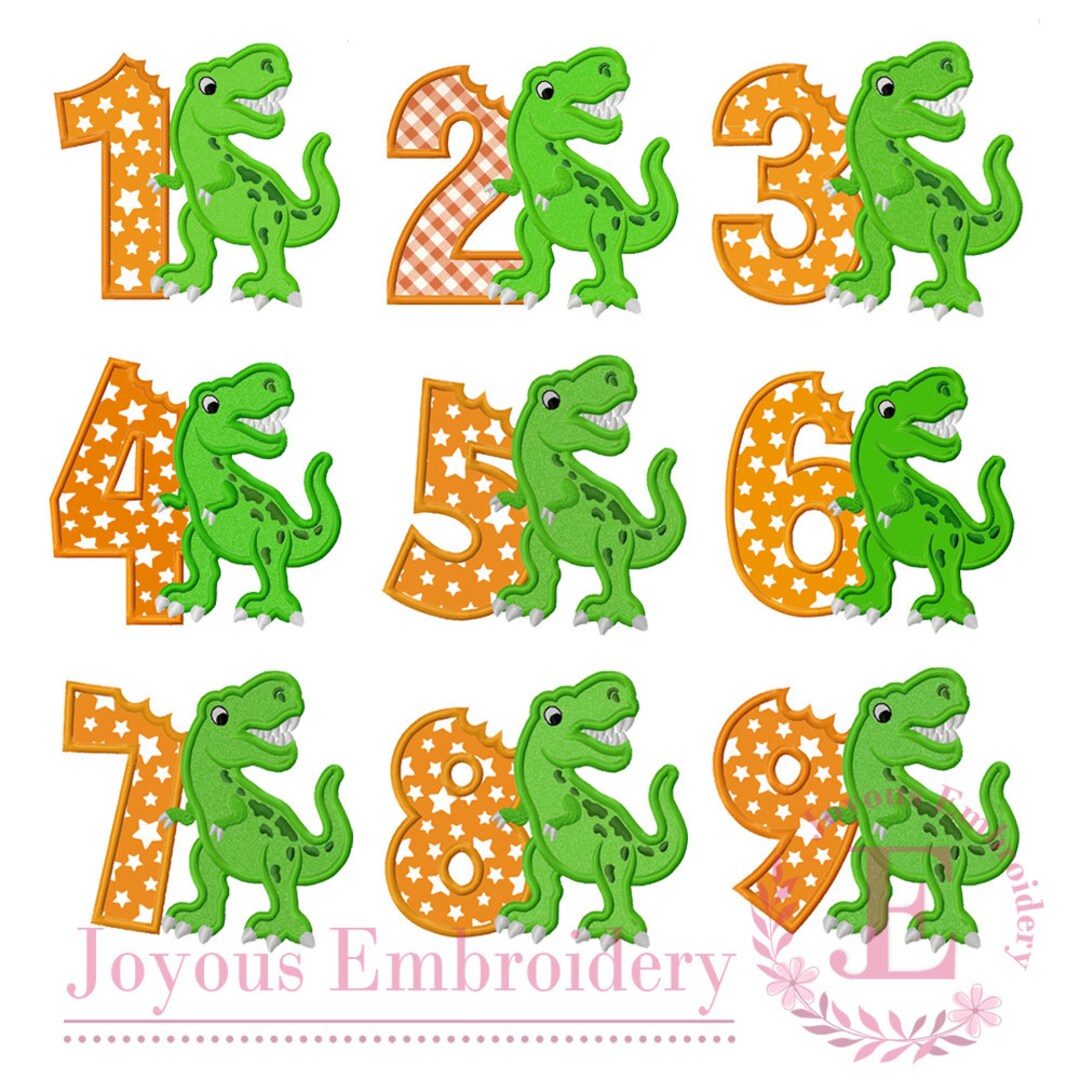 Rex Number Applique Embroidery,birthday Rex Embroidery,rex Numbers ...