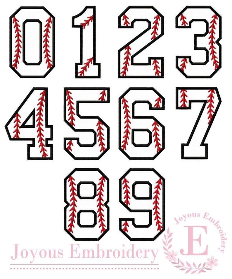 Baseball Numbers Applique Embroidery File,baseball Numbers Machine ...
