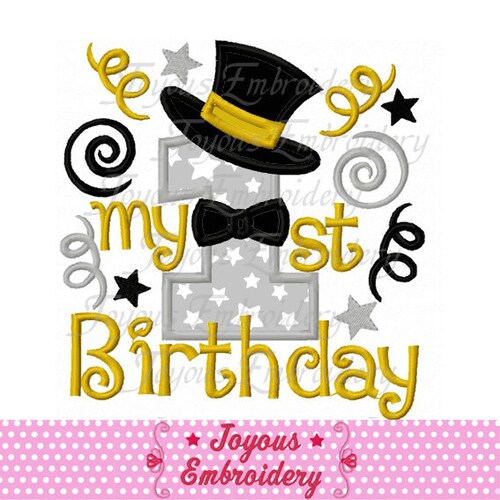 Number One Split Design 1st Birthday Applique Machine - Etsy