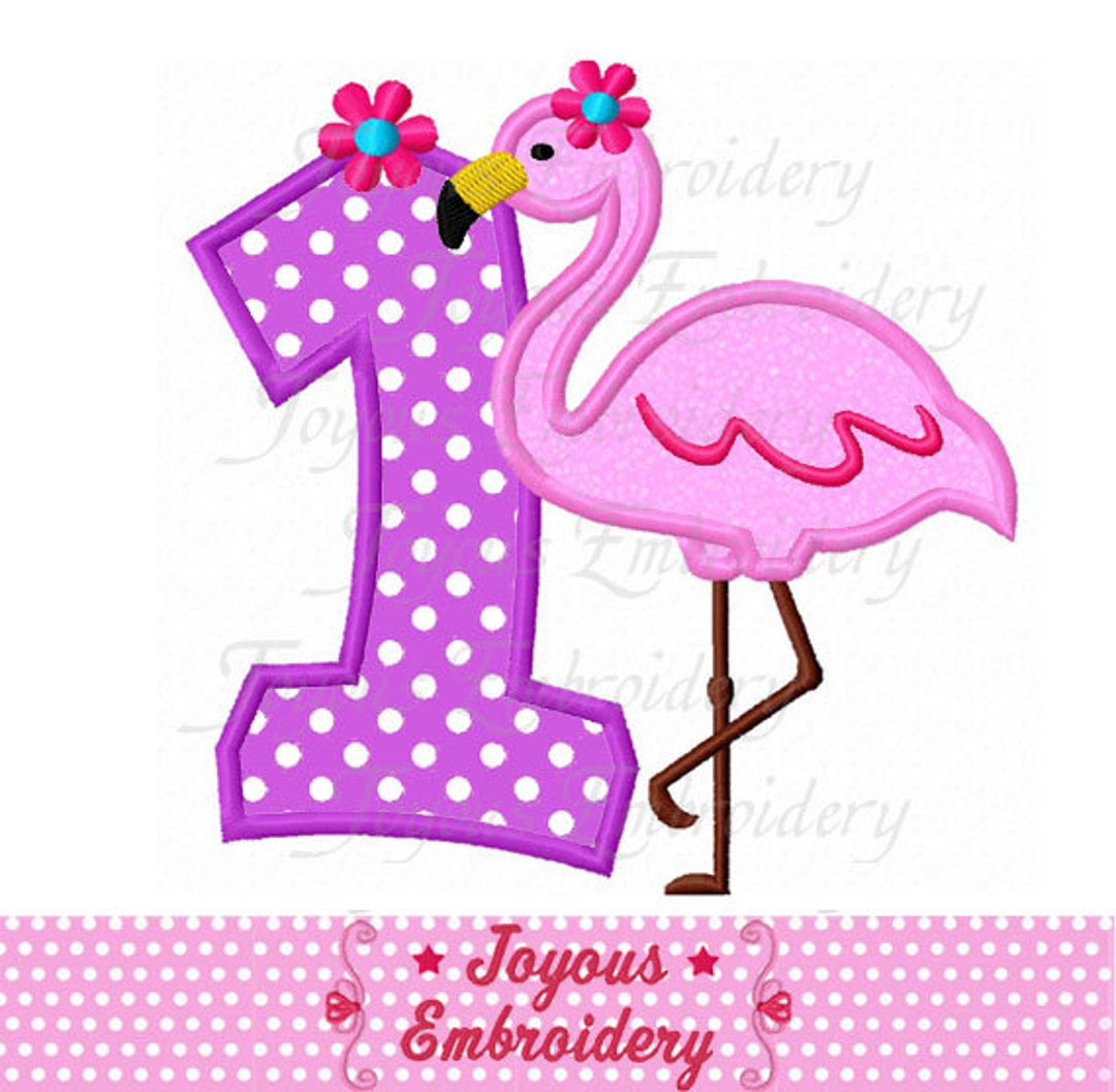 Flamingo Applique Embroidery Design,birthday Flamingo Number Applique ...