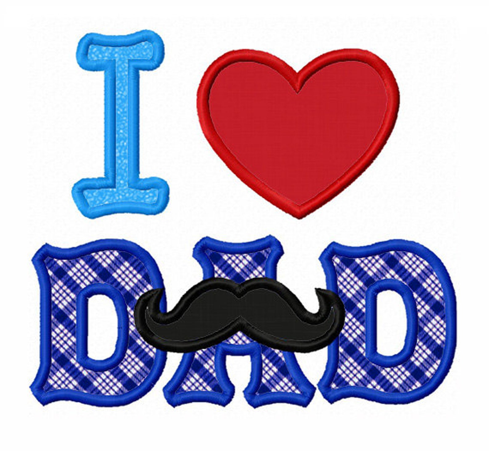 I Love DAD Appliquefather's Day Appliquedad Mustache | Etsy