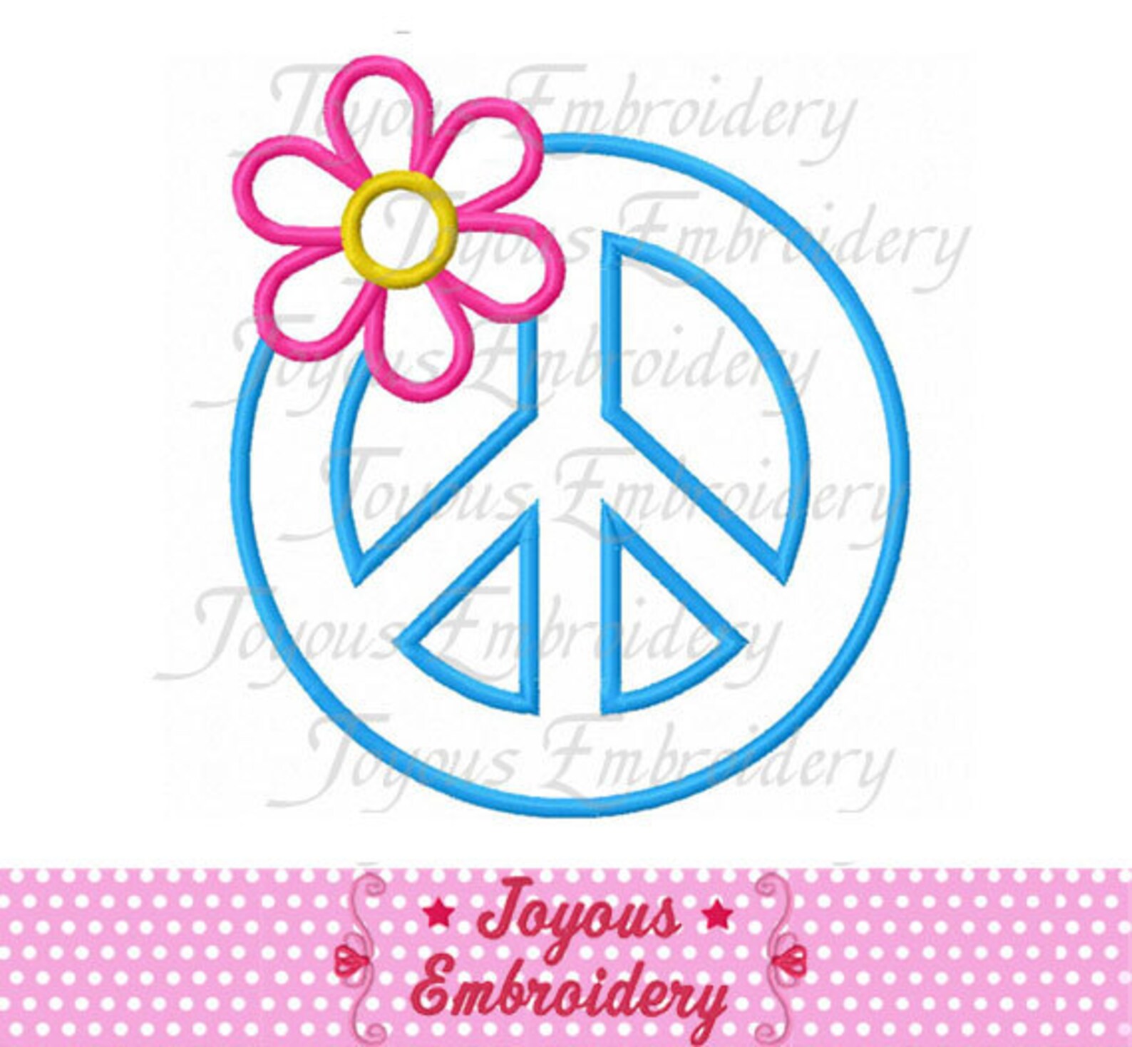 Flower Peace Sign Applique, Peace Embroidery,spring Applique,spring ...
