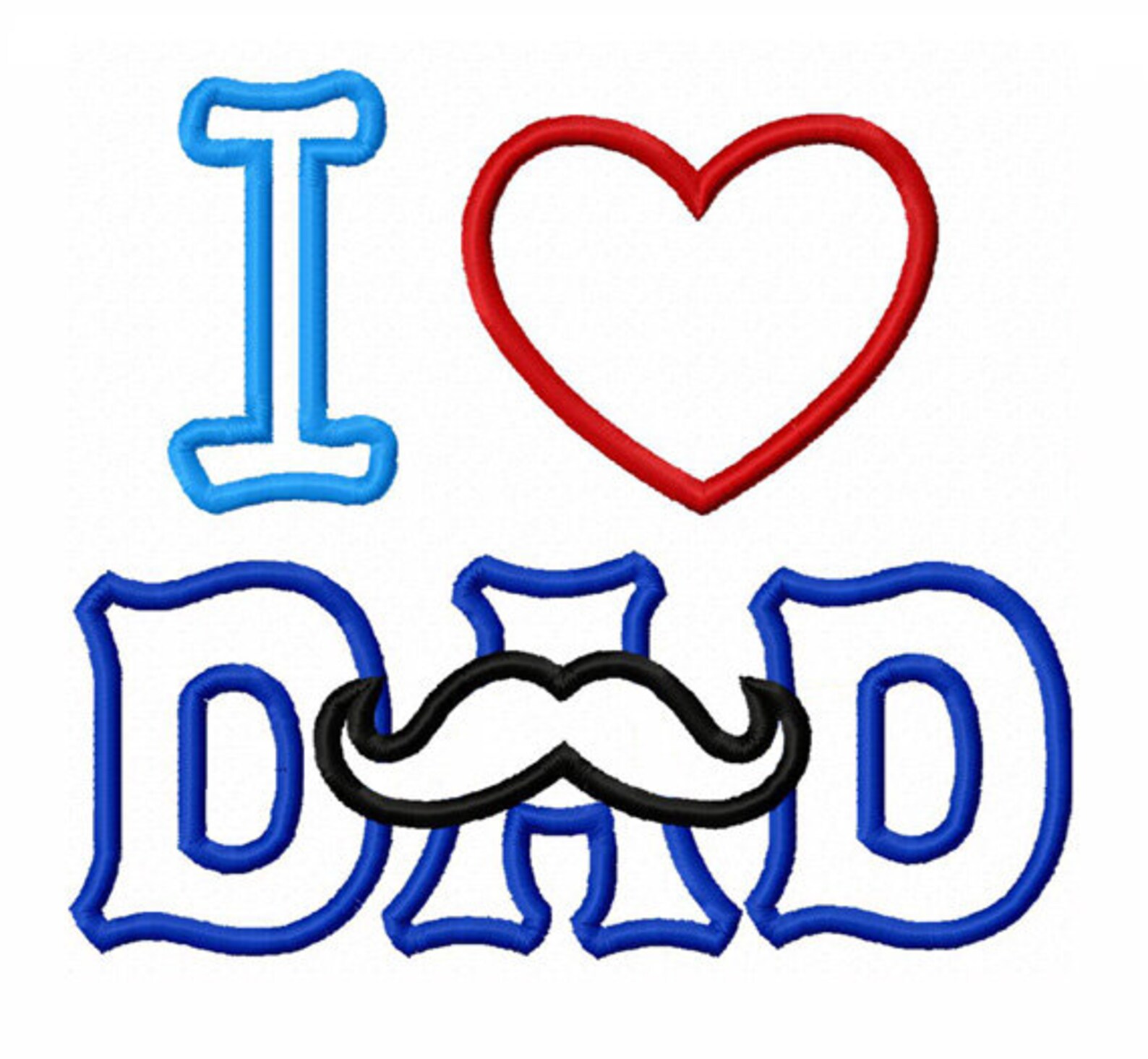 I Love DAD Appliquefather's Day Appliquedad Mustache | Etsy