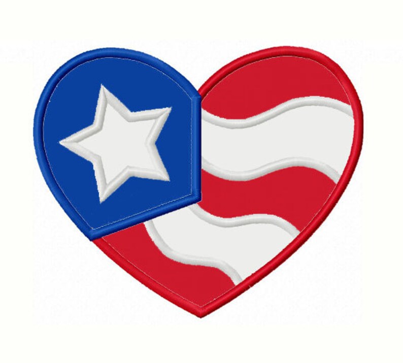 Instant Download Heart Flag Applique Machine Embroidery Design | Etsy
