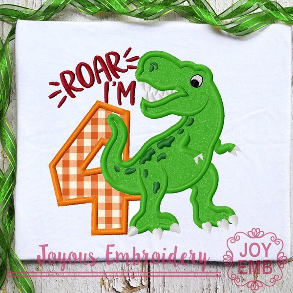 Dinosaur Birthday Embroidery Design - Etsy