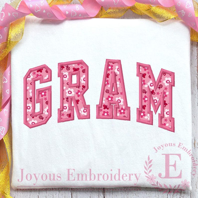 GRAM Arched Applique Embroidery Design-grandma Sweatshirt Design-6 ...