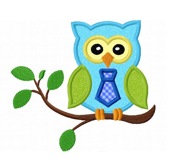 Instant Download Boy Owl on Branch Applique Machine Embroidery Design ...