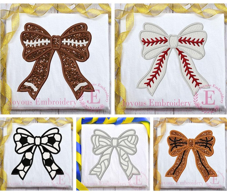 Side Bow Bundle Embroidery Designs,baseball Bow Applique,side Bow ...