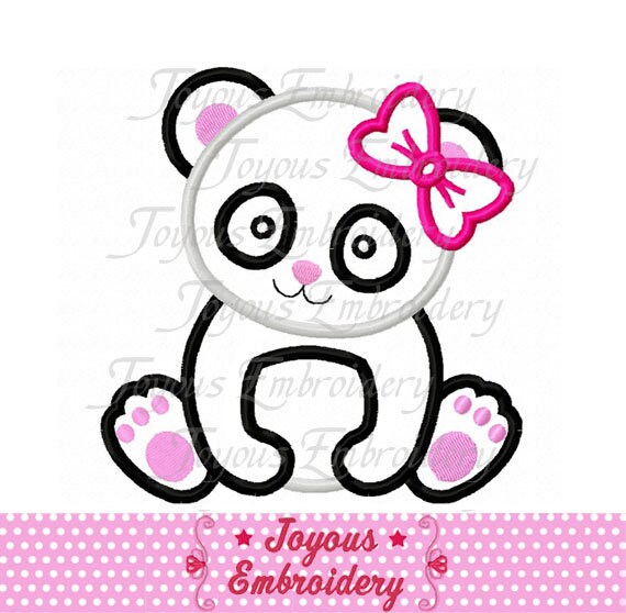 Panda Applique Machine Embroidery Designgirl Panda - Etsy