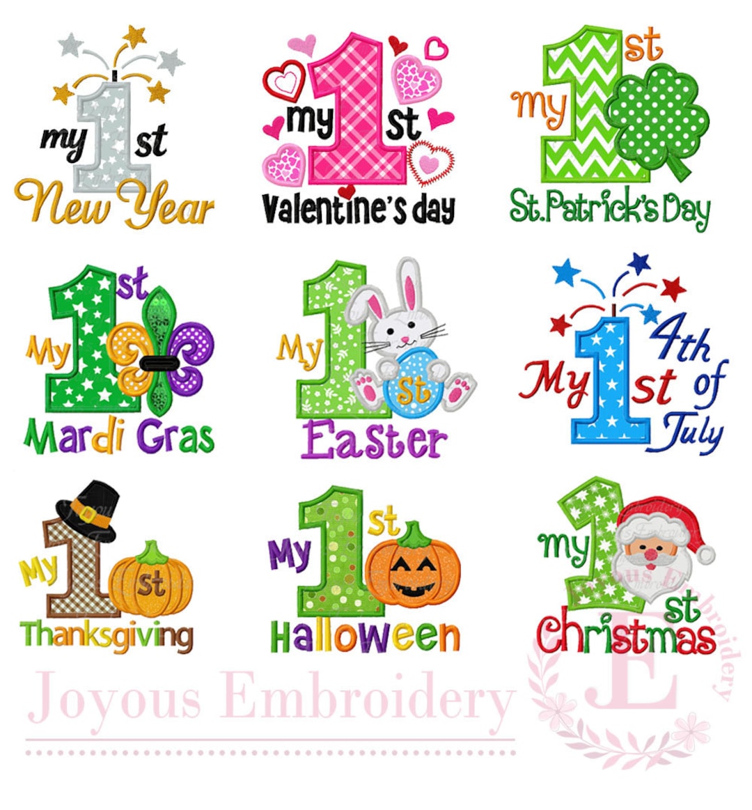 Baby's Firsts Applique Embroidery Design Bundle,first Christmas,first ...