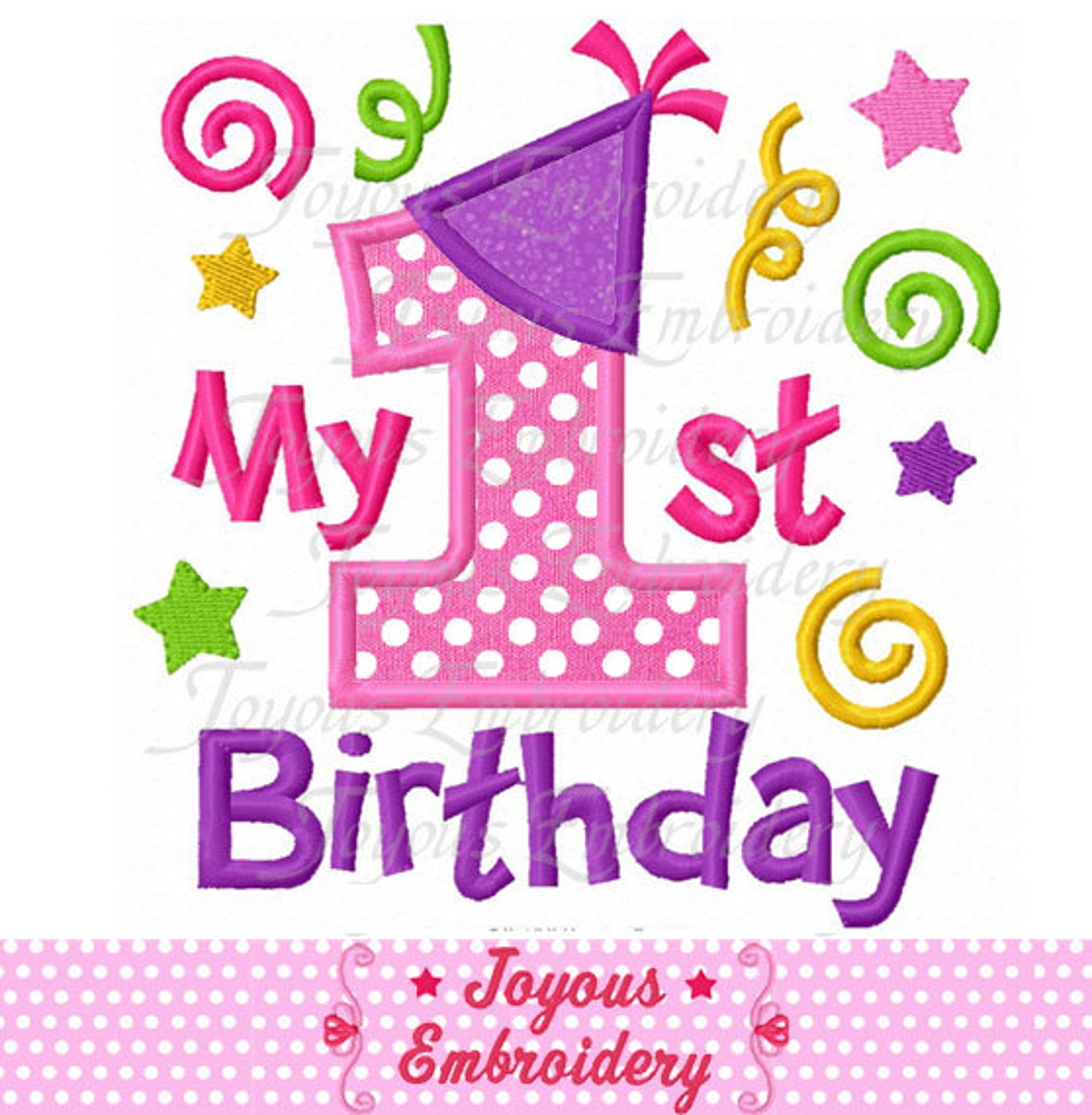 Instant Download My 1st/first Birthday Embroidery Applique | Etsy