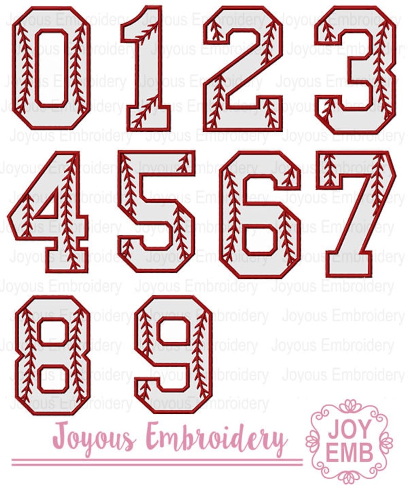 Baseball Numbers Applique0-9 Numbers Embroiderybaseball - Etsy