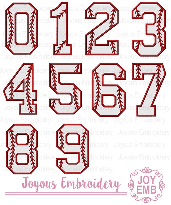 Baseball Numbers Applique0-9 Numbers Embroiderybaseball - Etsy
