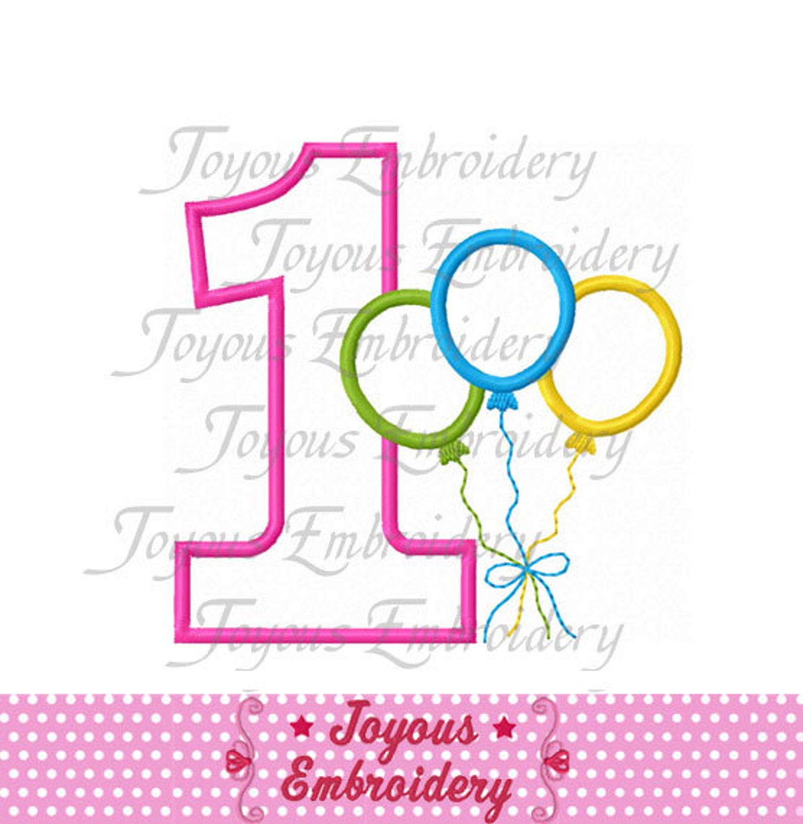 Instant Download Balloons Number 1 Applique Machine Embroidery - Etsy