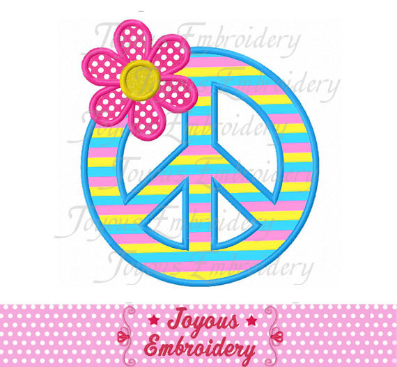 Flower Peace Sign Applique Peace Embroideryspring | Etsy