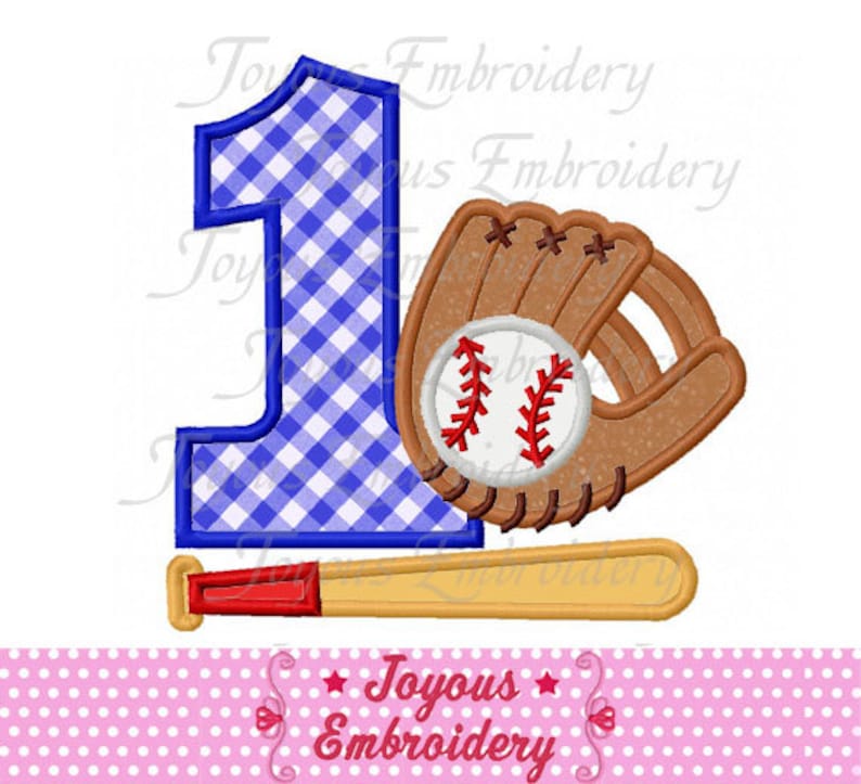 Instant Download Baseball Number 1 Birthday Applique Machine Embroidery ...