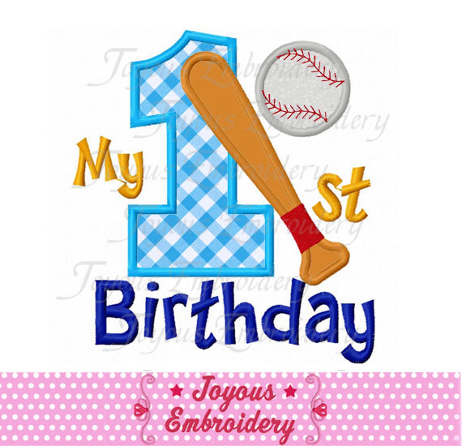 Instant Download My 1st Birthday Baseball Applique Embroidery | Etsy