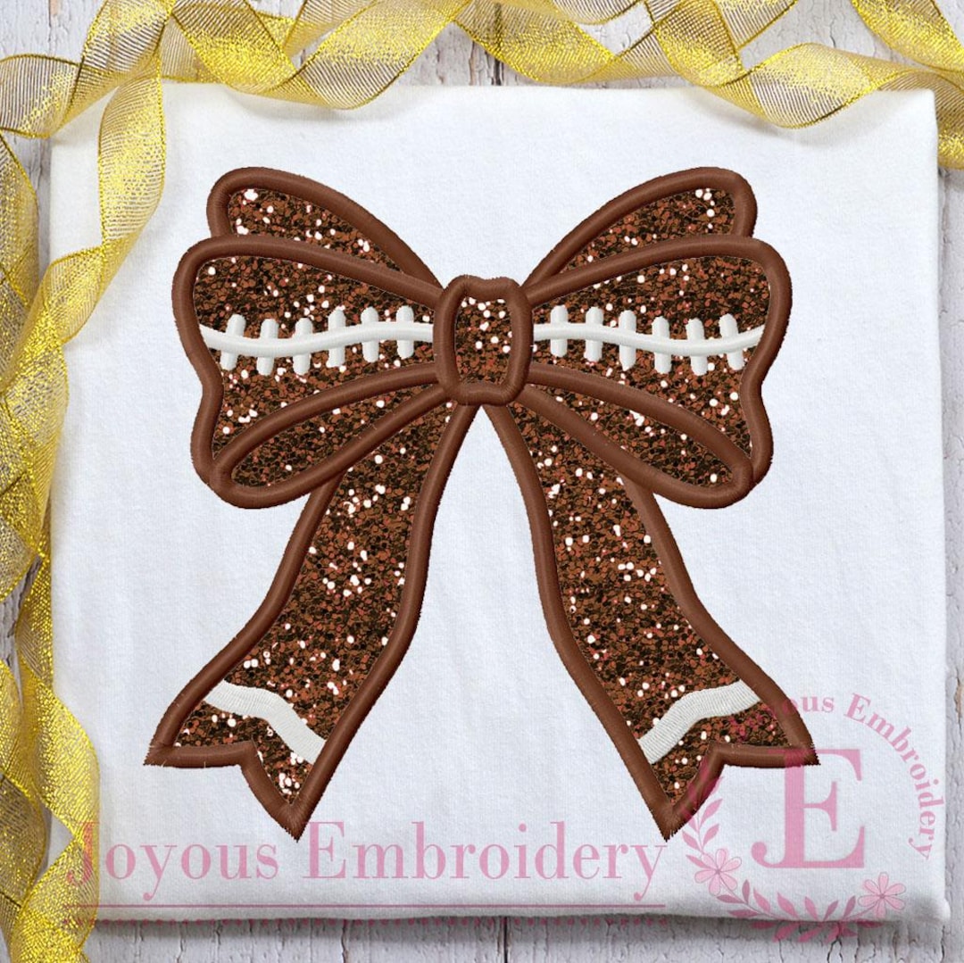 Football Bow Applique Embroidery,football Season Embroidery File,side ...
