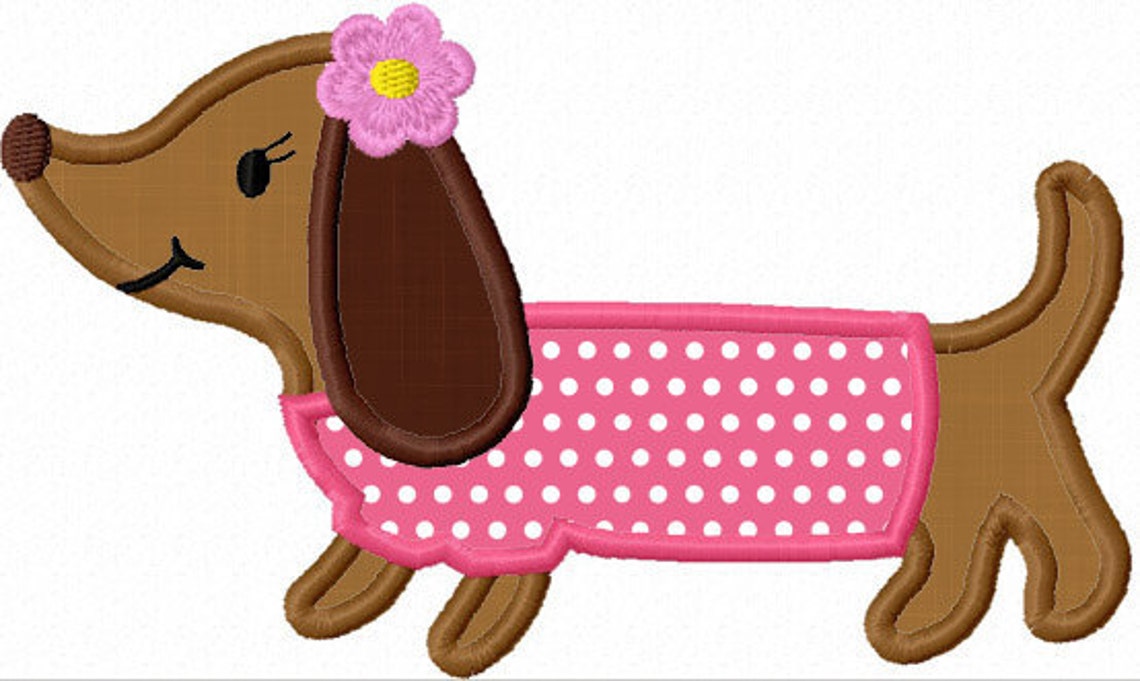 Dachshund Dog Applique Machine Embroidery Designgirl - Etsy