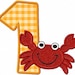 Crab Numbers 1-9 Applique Embroidery Design, Beach Birthday Number Set ...