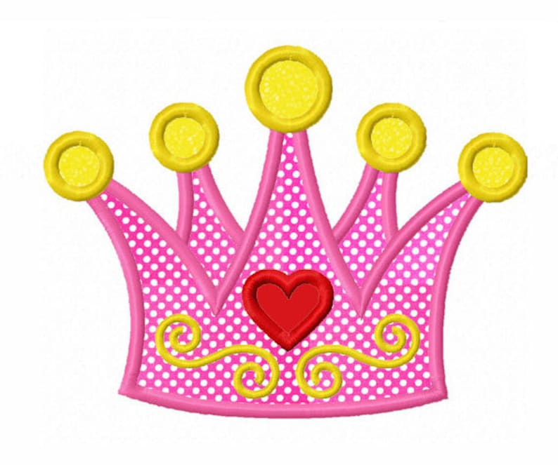 Instant Download Princess Crown Applique Machine Embroidery - Etsy