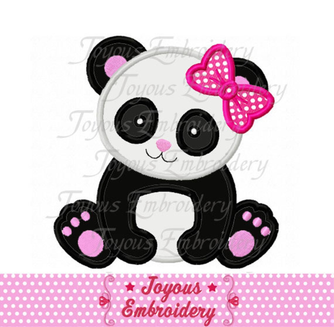 Panda Applique Machine Embroidery Designgirl Panda | Etsy