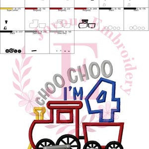 Choo I’m 4 Train Applique Embroidery Design,boy Birthday Shirt ...